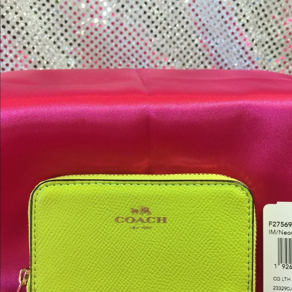Coach | Bags | Neon Coach New Yellow Zip Wallet F27569 Msrp 75 | Poshmark